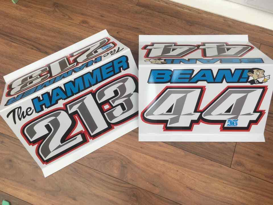 2x Banger Racing Roof Fin / Number Boards. Made to Order | eBay