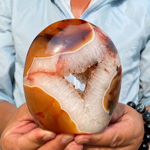 904g Rare Natural Red Agate Geode Carnelian Crystal Mineral Specimen | eBay