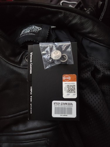 Mens 3XL Harley Davidson 120th Anniversary Triple Vent Leather Jacket ...