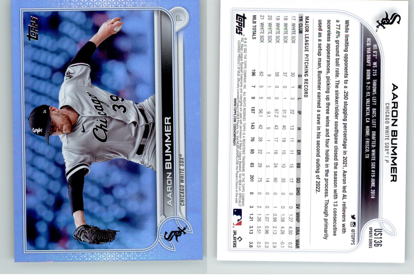Aaron Bummer 2022 Topps Update Rainbow Foil #US136 Chicago White Sox | eBay