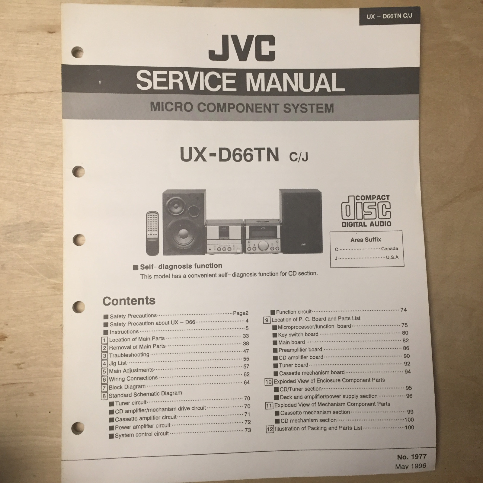 Original JVC Service Manual for UX Model Micro Component Systems ...