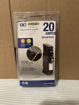 Square D QO120PCAFI 20 Amp 1 Pole Arc Fault Circuit Interrupter Circuit ...