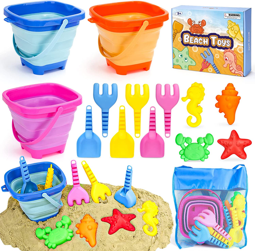 Sandspielzeug Set, Reise Sandspielzeug Mit Faltbarer Eimer Kinder, 14 ...