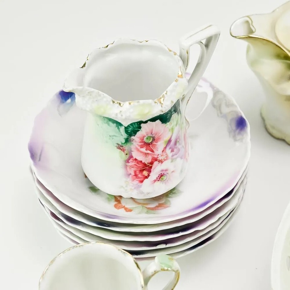 ME Geyey RS JS Germany RS Prussia Porcelain tea coffee pot cup saucer ...