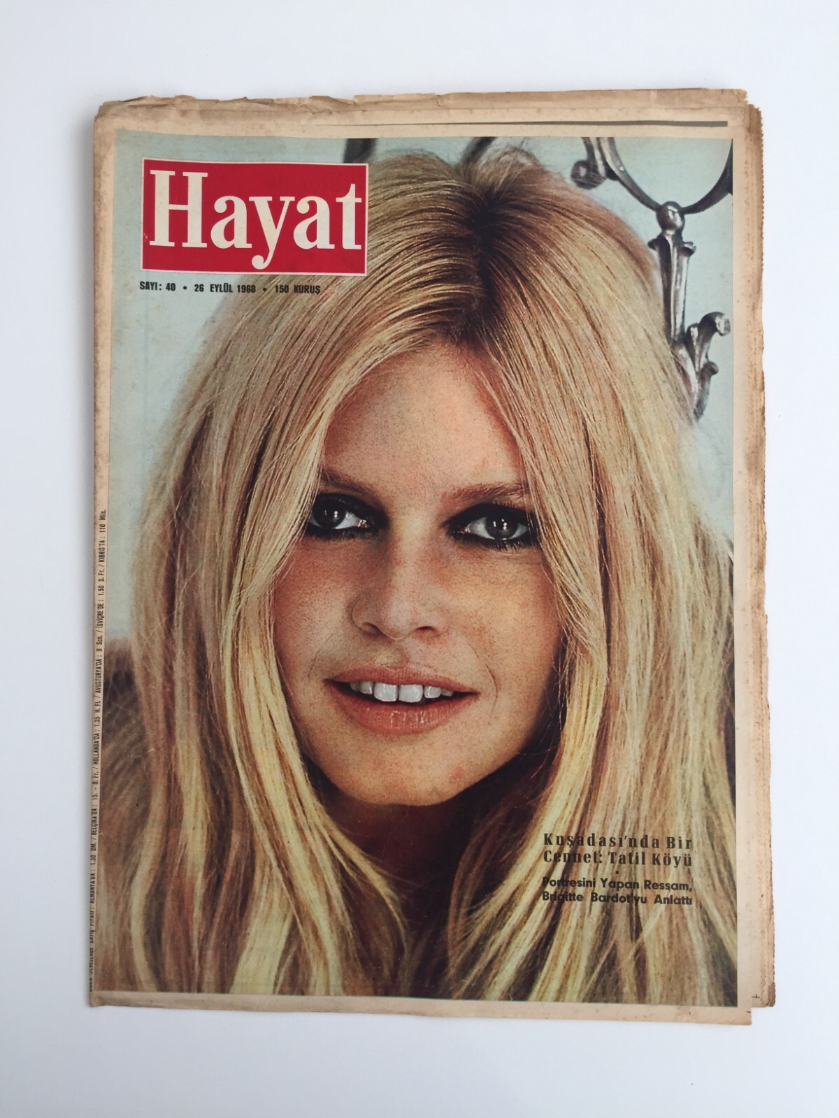 HAYAT TURKISH Magazine, Brigitte Bardot Cover, Ursula Andress News 1968 ...