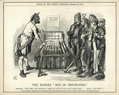 EIGHT HOUR DAY 1891 Political Cartoon - NEW BRITISH UNIONISTS - Labor ...
