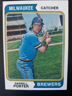 Darrell Porter Lot 1974 Topps #194 Rookie 1979 Topps #571 Autographed w ...
