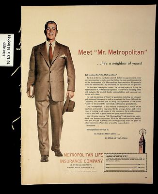 1956 Metropolitan Life Insurance Co Mr. Metropolitan Vintage Print Ad ...