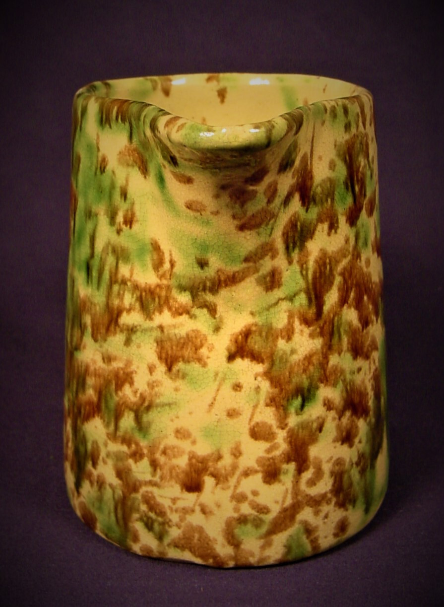 RARE ILLINOIS MORTON POTTERY SMALL PITCHER WOODLAND GREEN GLAZE YELLOW ...