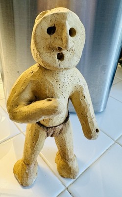 Asaro Mud Man Papua New Guinea with Removable Mud Mask On His Head Clay ...