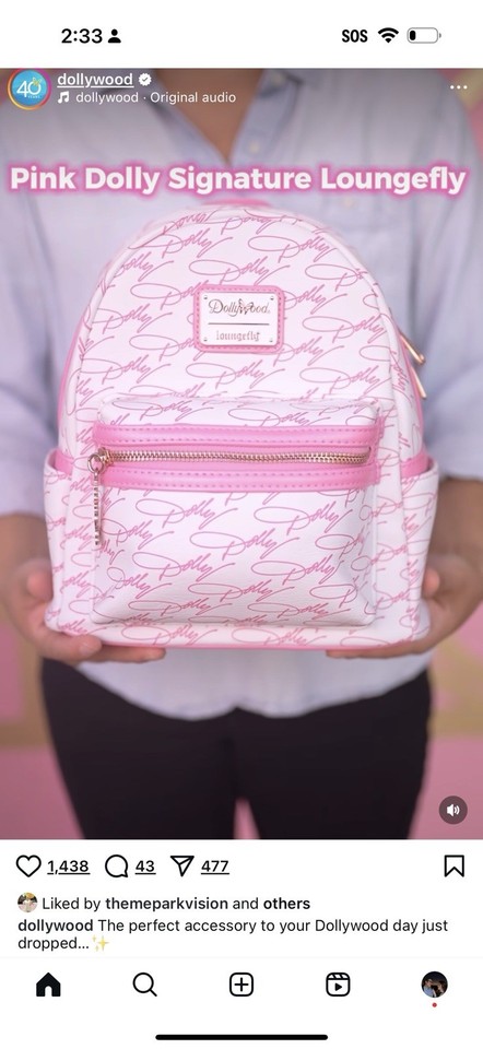 NEW! Dollywood Loungefly Backpack Purse Pink & White Dolly Parton NWT ...