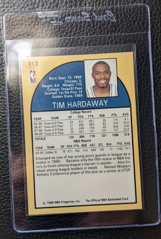 1990 HOOPS #113 TIM HARDAWAY ROOKIE CARD RC GOLDEN STATE WARRIORS HOF ...
