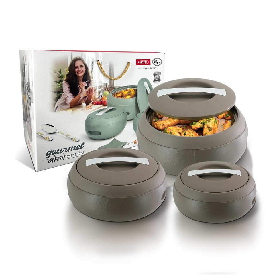 3PC Plastic Hot Pot Set Thermal Insulated Casserole Food Warmer Serving ...