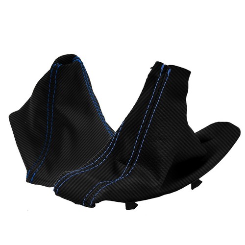 Manual & E Brake Boot PVC Carbon Fiber for BMW E36 92-99 Blue Stitch ...