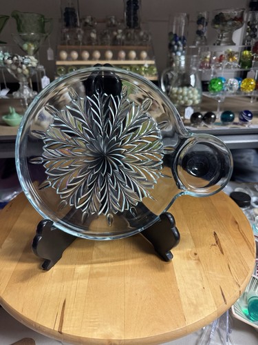 4963 (4) Vtg 1950s Jeannette Glass Blue Feather Pattern Snack Plates No ...