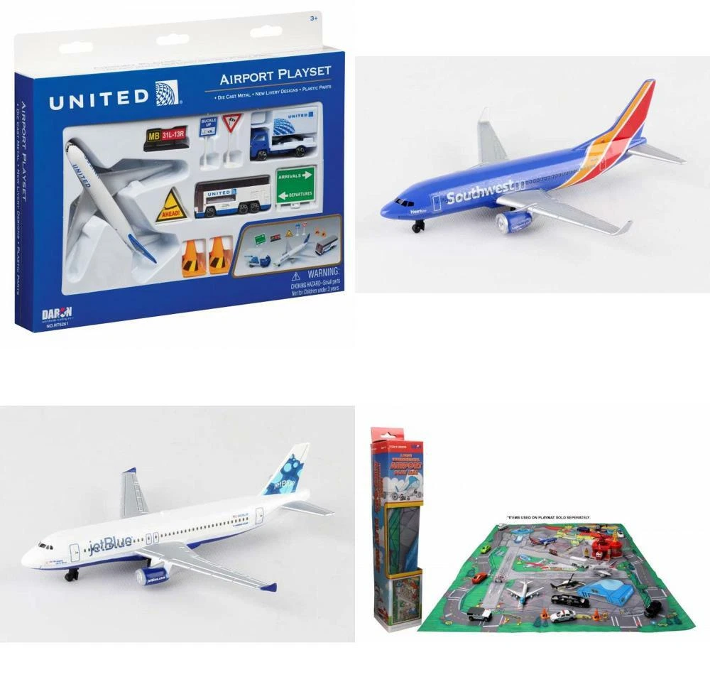 United Airlines Toy Set UNITED AIRLINES AIRPLANE Airport Playset Truck ...