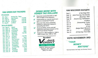 1998 Packers / Badgers Pocket Schedule from political candidate | eBay