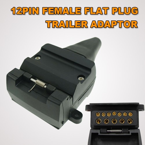 12 PIN FLAT SOCKET PLUG FEMALE ADAPTOR TRAILER WIRING CARAVAN TRUCK ...