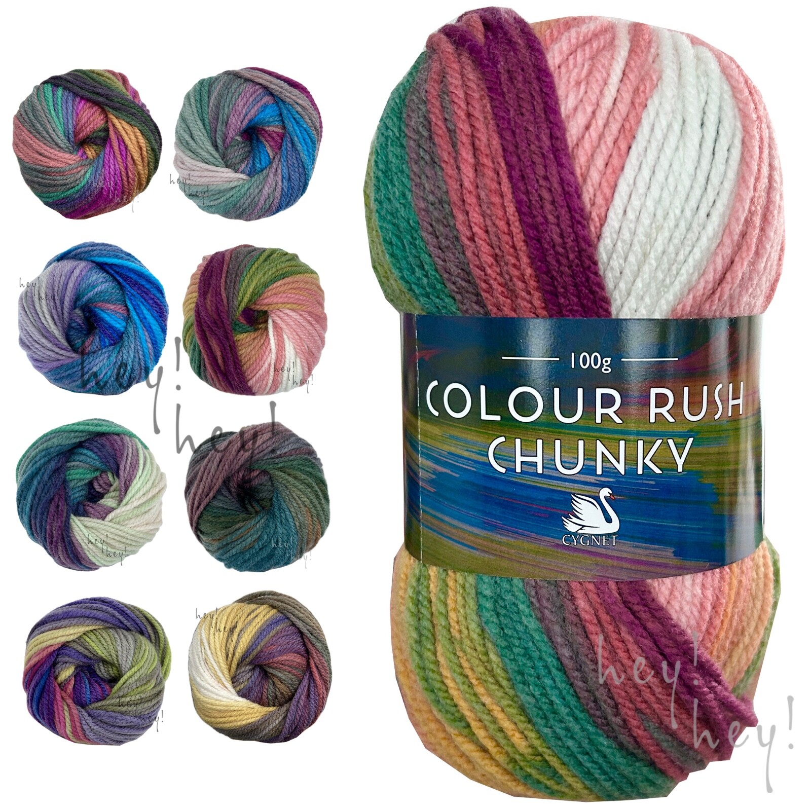 Cygnet Yarn COLOUR RUSH CHUNKY 100% Acrylic Knitting Wool Multicolour ...