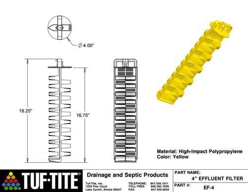 4" Tuf-Tite Effluent Filter w/ SDR35 Adapter Fitting - Septic Filter ...