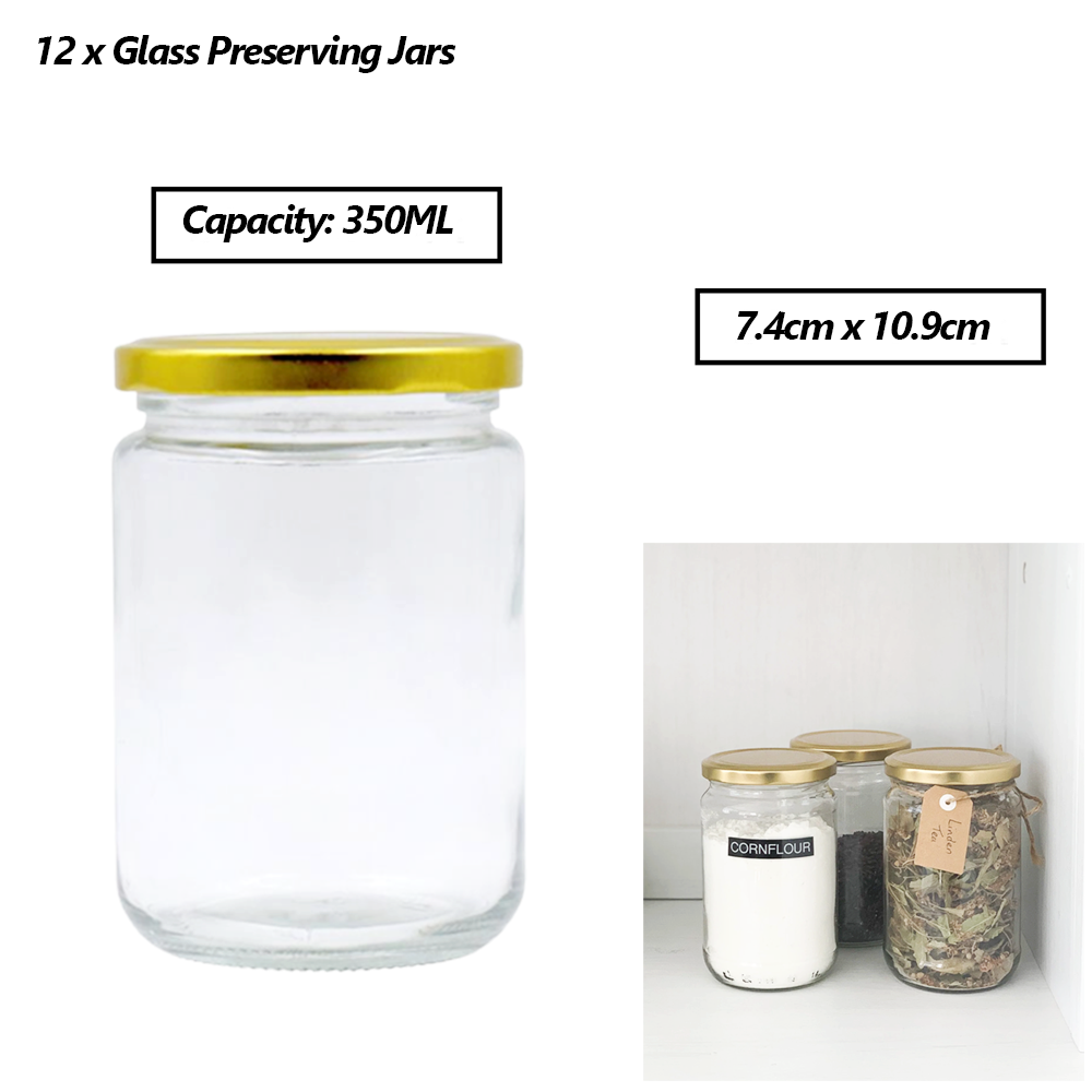 350ML Glass Conserve Jar Screw Top Lid Honey Jam Storage Preserving ...
