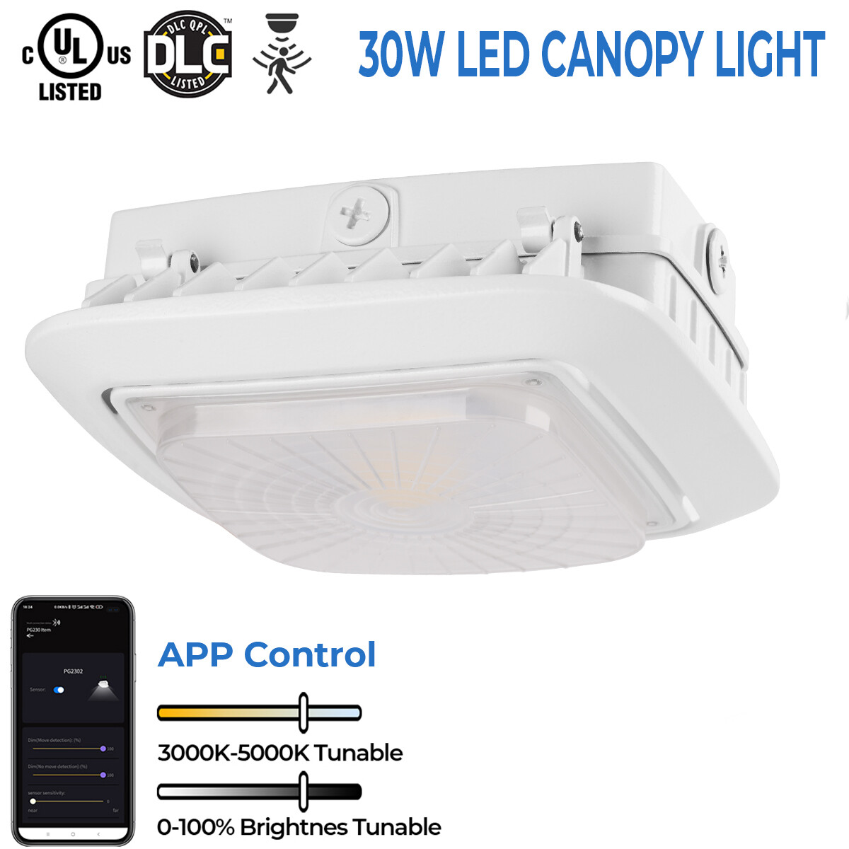 Motion Sensor Light Canopy 100 Watt LED Ceiling Light Polaris II