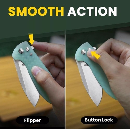 Kizer Amicus Button Lock Knife Jade G-10 (3" Satin) L3002A2 | eBay