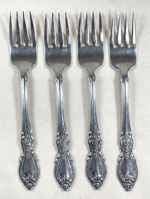 4 Oneida Plantation Glossy Stainless Flatware Salad Forks Vintage ...