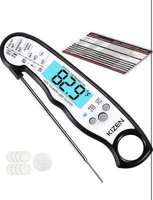KIZEN Digital Meat Thermometer with Probe - Waterproof, Kitchen Black ...