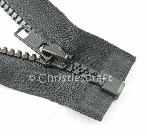 Black Chunky Plastic Teeth Zip - No 5 Weight - Open Ended Zip - Various ...