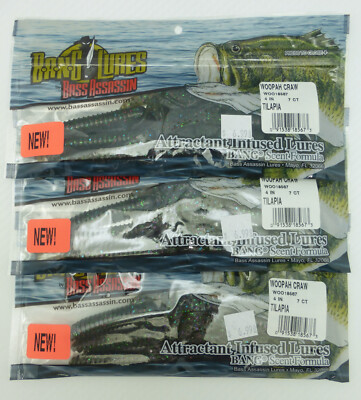 Bass Assassin Bang Lures 4" Woopah Craw Tilapia 3 packs of 7 WOO18567 ...