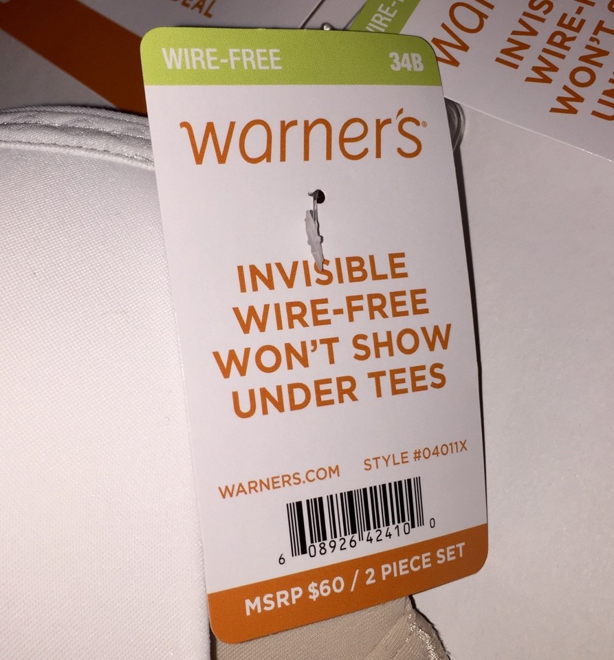 Warner's Bra Wirefree Padded Seamless Cup Invisible Lined TWO 2 TShirt ...