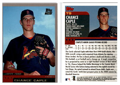 2000 Topps Traded & Rookies #T9 Chance Caple RC - St. Louis Cardinals ...