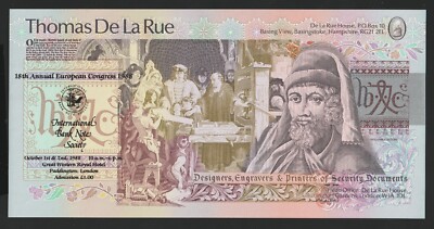De La Rue Advertising Promotional Note Banknote 1988 UNC Uncirculated ...