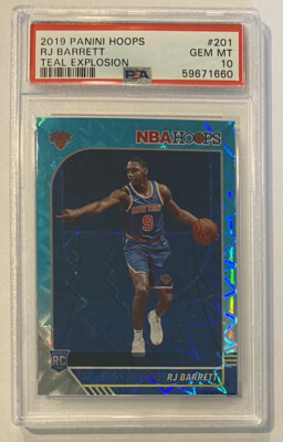 2019 RJ BARRETT TEAL EXPLOSION Panini NBA Hoops #201 RC Rookie PSA 10 ...
