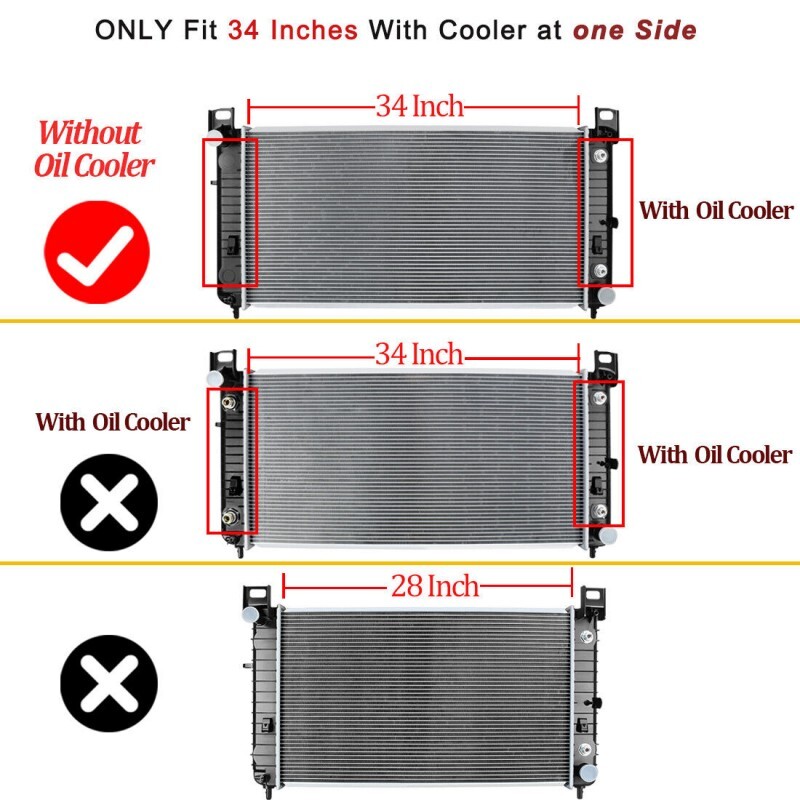 34'' Radiator For 1999-14 Chevy/GMC 1500 2500 Yukon Cadillac Escalade ...