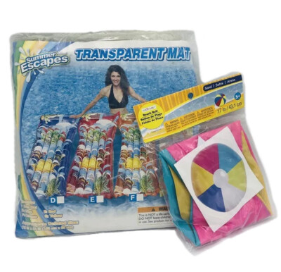 Summer Escapes Transparent Inflatable Mat Yellow Lot with Beachball | eBay