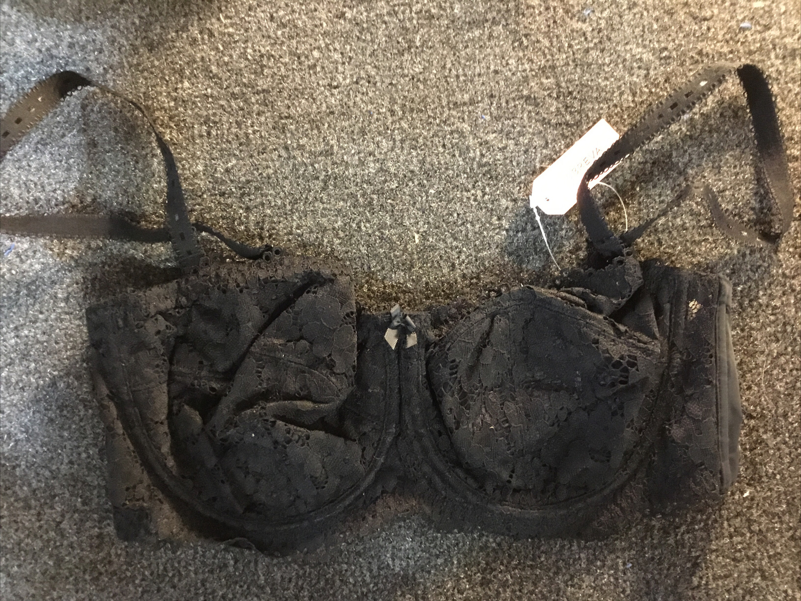 DOBREVA Women's Black Bra 38C Sexy Lace Underwire Sheer Back Closure ...