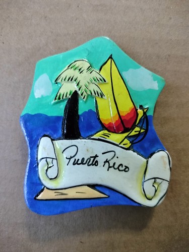 Vintage Puerto Rico Hand Painted Wood Souvenir Fridge Refrigerator ...