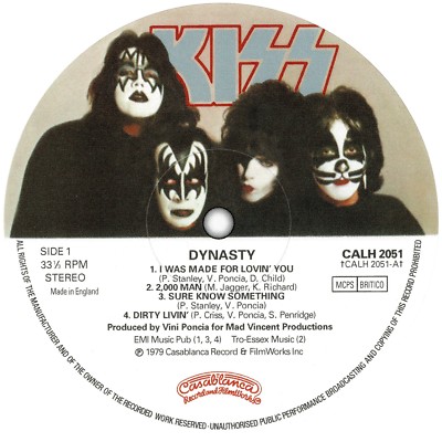 Kiss. Repro record label sticker. Dynasty | eBay