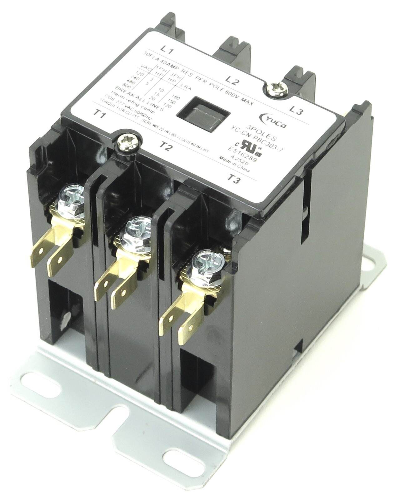 Definite Purpose Contactor 3-Pole 30A 600V 277V Coil 30FLA 40RES SA-3P ...