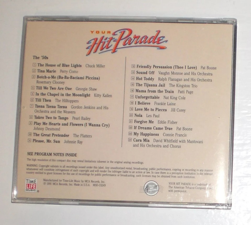 Time Life Your Hit Parade The '50s Chuck Miller Perry Como Rosemary ...