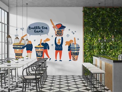 3D Bubble Milk Tea Wall Murals Wallpaper Murals Wall Sticker Wall 22 ...