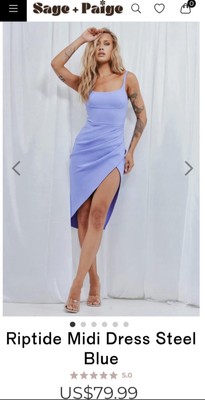 Sexy Summer Wedding Guest Sage & Paige “Riptide” Midi Dress In Steel Blue | eBay