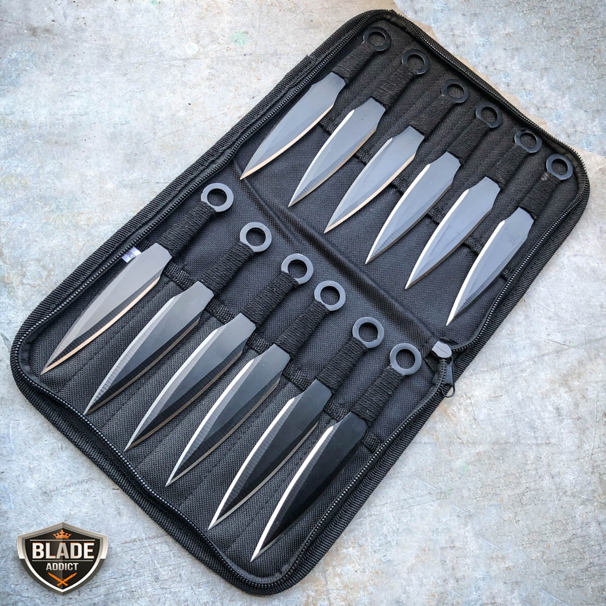 12 PCs 6.75" Ninja Tactical Ninjutsu Kunai Throwing Knife Fixed Blade ...
