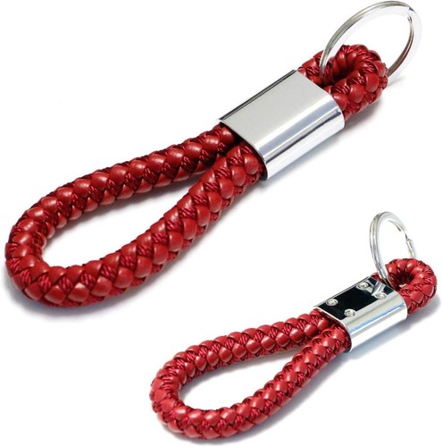 (1) Red Braided Leather Strap Keychain Ring For Car Key, Key Fob | eBay
