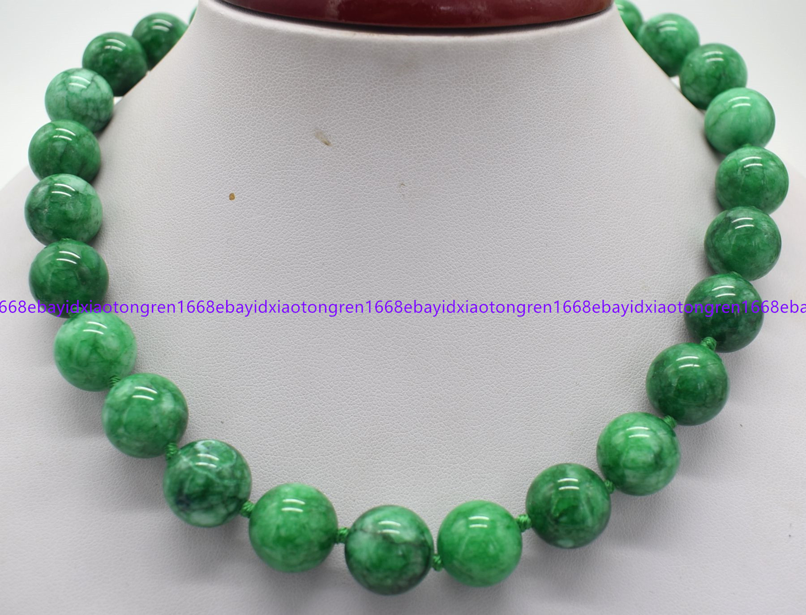 14mm Natural Green Jade Jadeite Round Gemstone Beads Necklace 16-24 ...