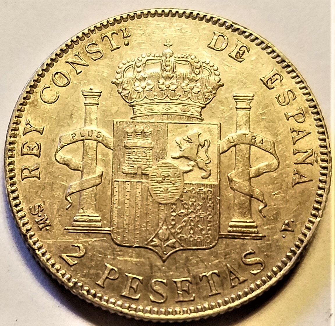 1905 SM-V Spain 2 pesetas VF+ silver coin - Alfonso VIII Cadet Portrait ...