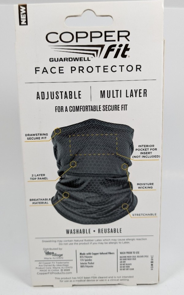 Copper Fit Face Protector Black - Copper Infused, Drawstring, Moisture ...