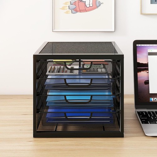 Mesh Desk Organizer with Sliding Drawers, Office Supplies Desktop ...